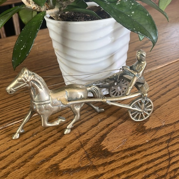 vintage brass racing horse | Art | Vintage Brass Horse Sulky Jockey ...